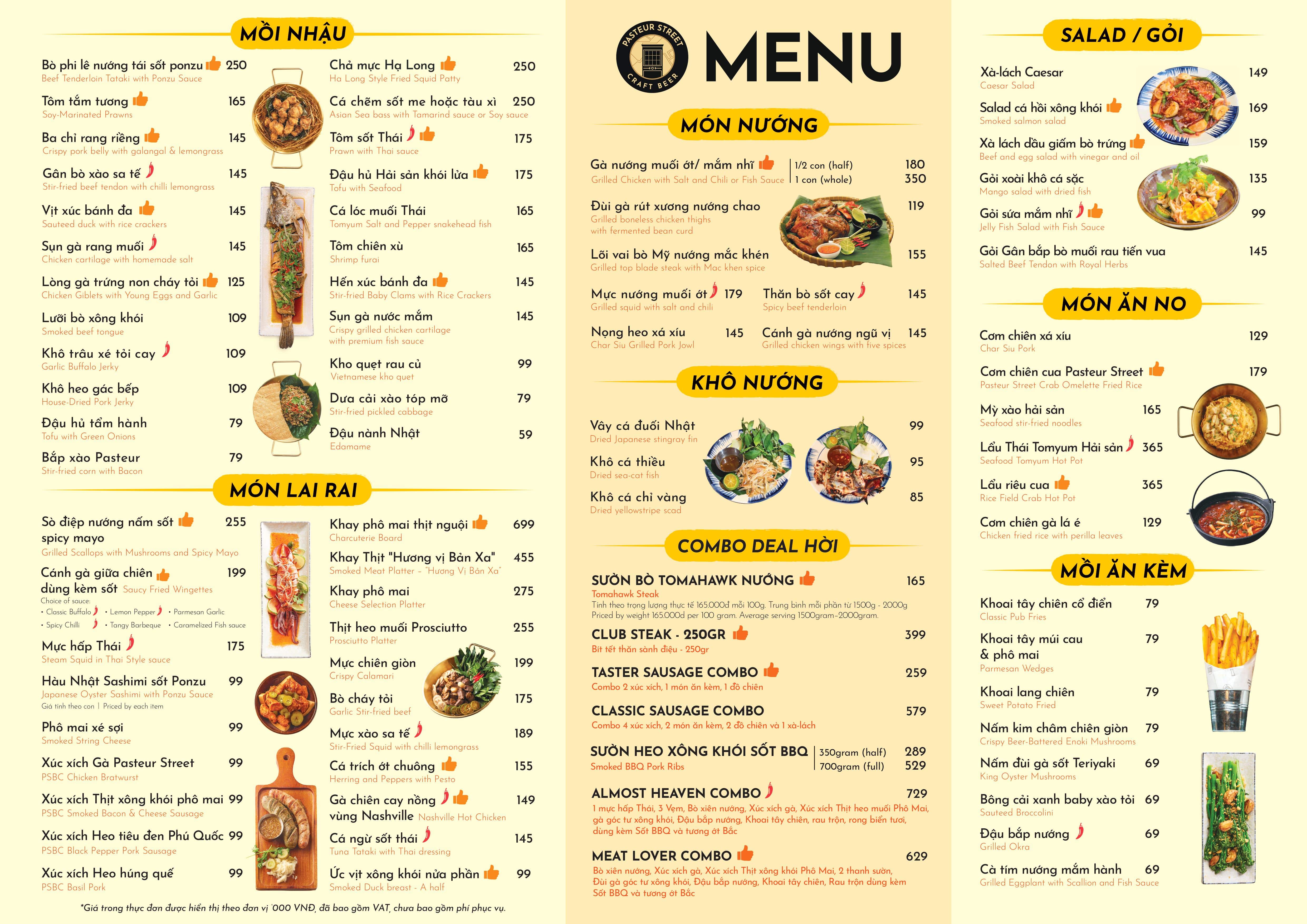 MENU - Pasteur Street Craft Beer | Bia Thủ Công Tiên Phong Tại Việt Nam
