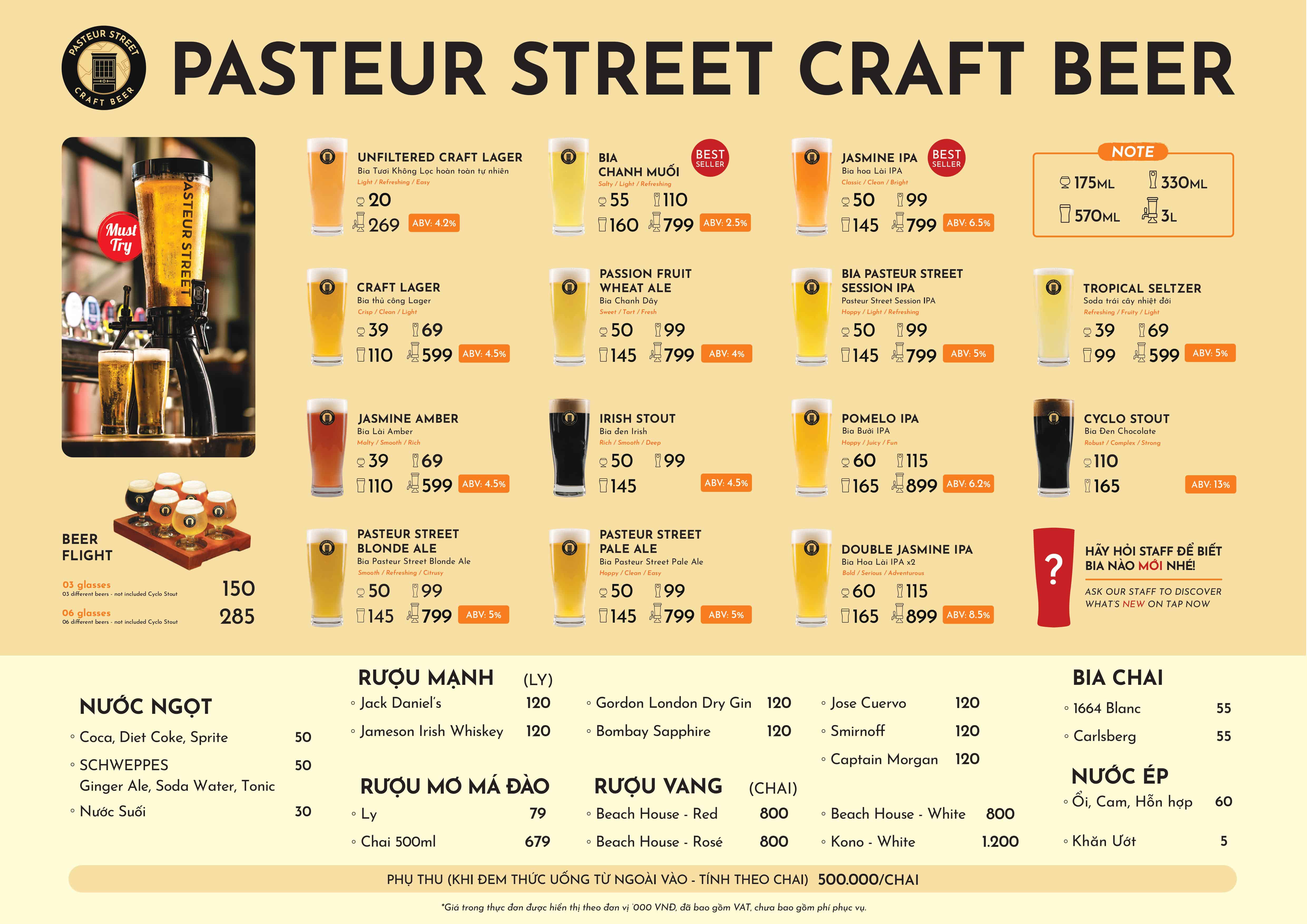 MENU - Pasteur Street Craft Beer | Bia Thủ Công Tiên Phong Tại Việt Nam